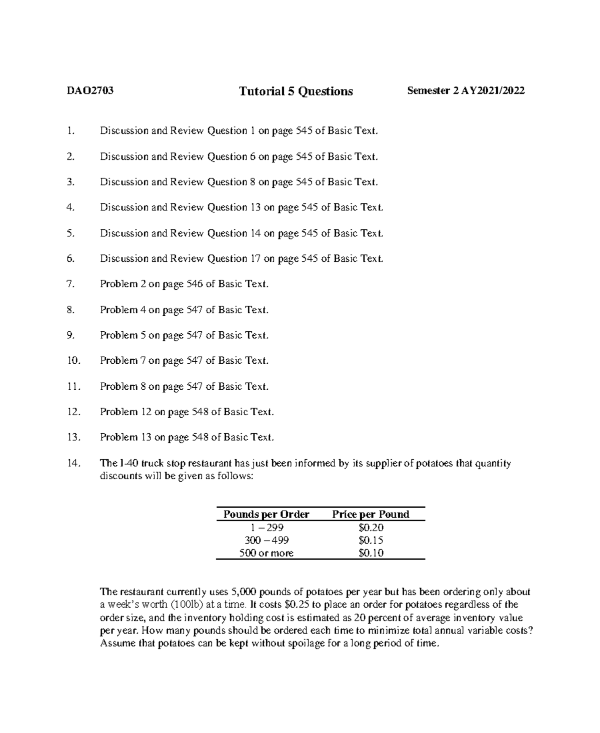Tutorial 5 Questions - DAO2703 Tutorial 5 Questions Semester 2 AY2021/ Discussion and Review ...