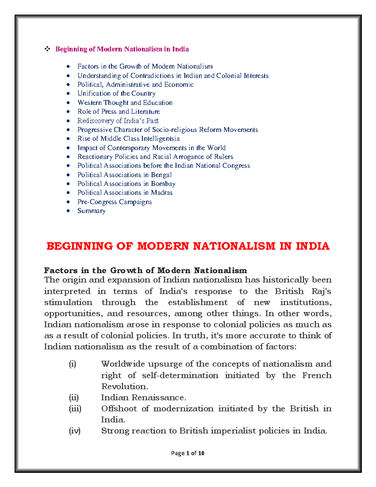 Beginning of Modern Nationalism in India - History of Modern India ...