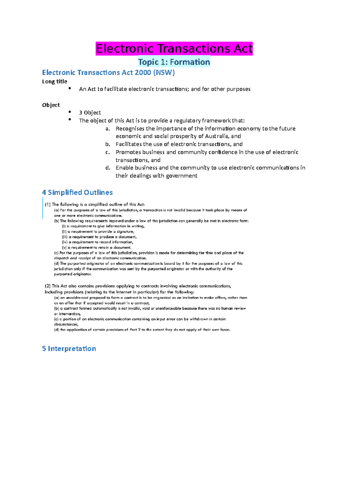1.3 Electronic Transactions Act - Electronic Transactions Act Topic 1 ...