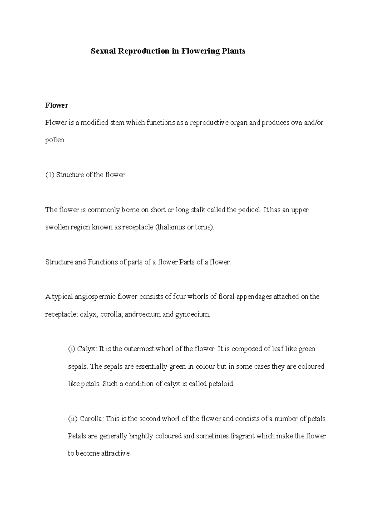 Sexual reproduction in flowering plants (angiosperms )( short notes ...