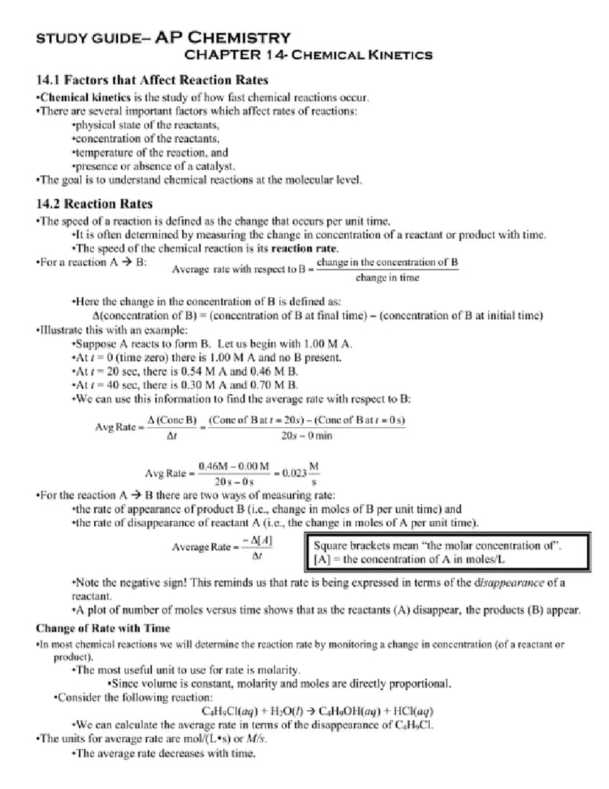 Ap chemistry study guide kinetics - Studocu