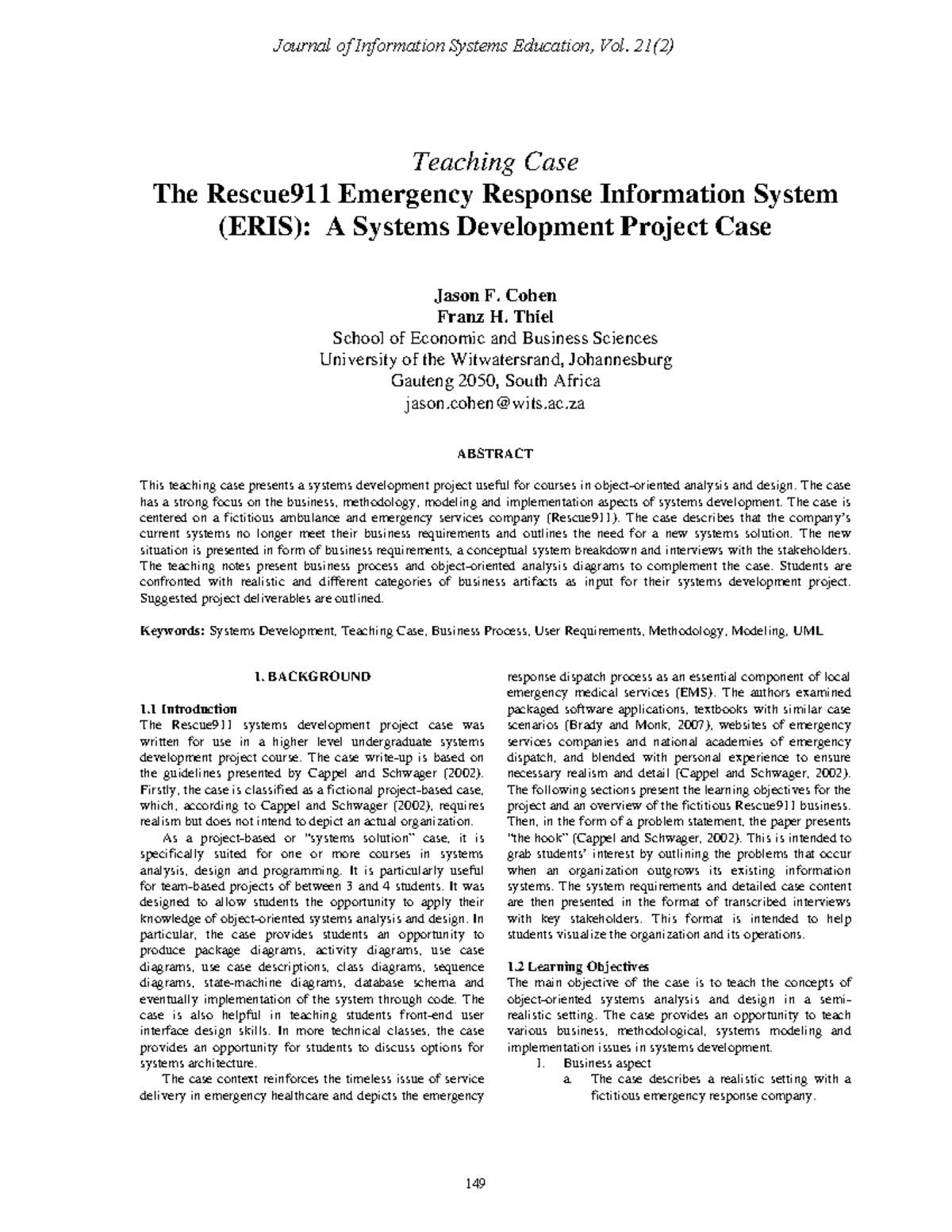 REscue911 case study - Teaching Case The Rescue911 Emergency Response ...
