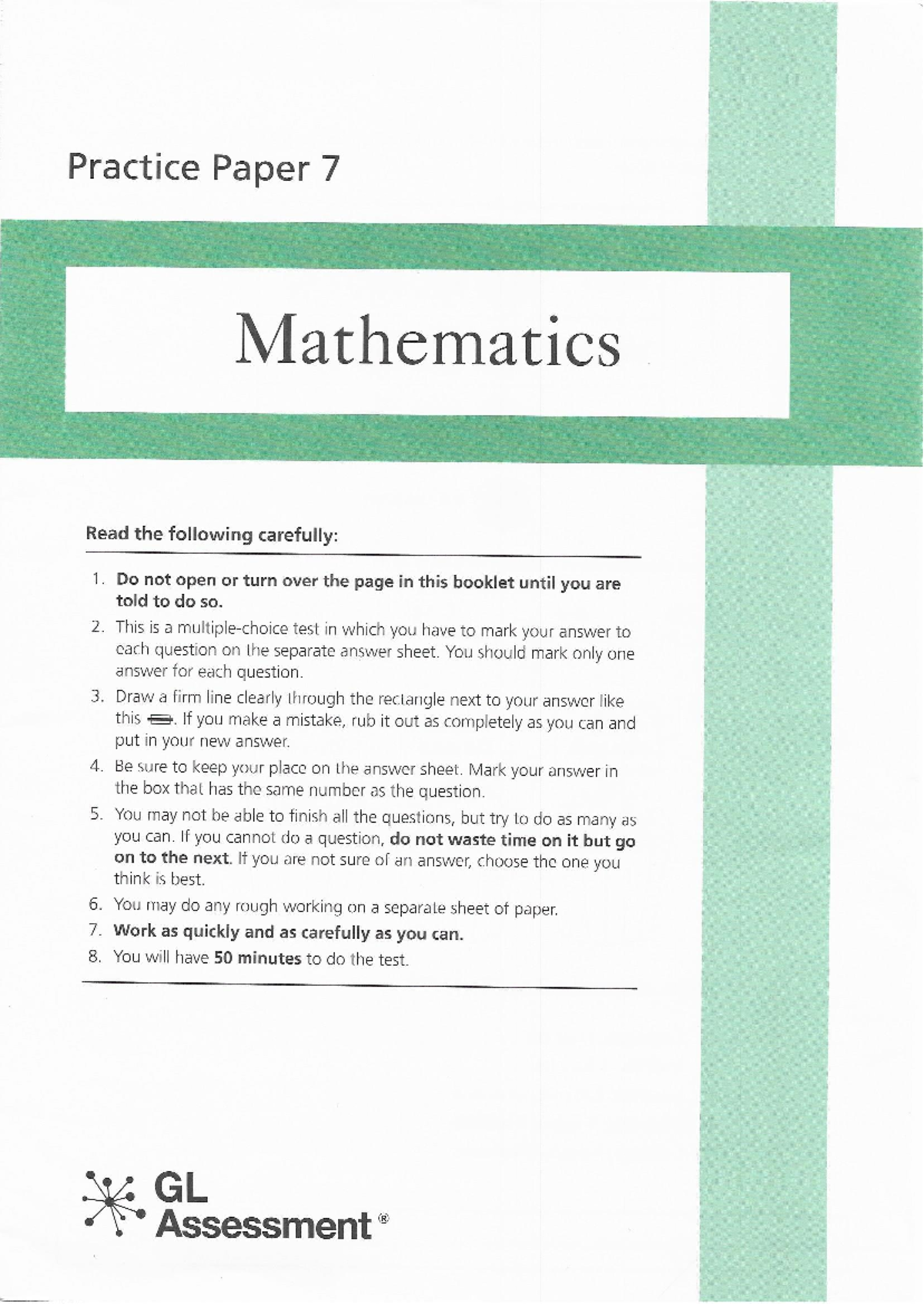 Maths Practice Paper 7 - Practice Paper 7 Mathematics Read the ...