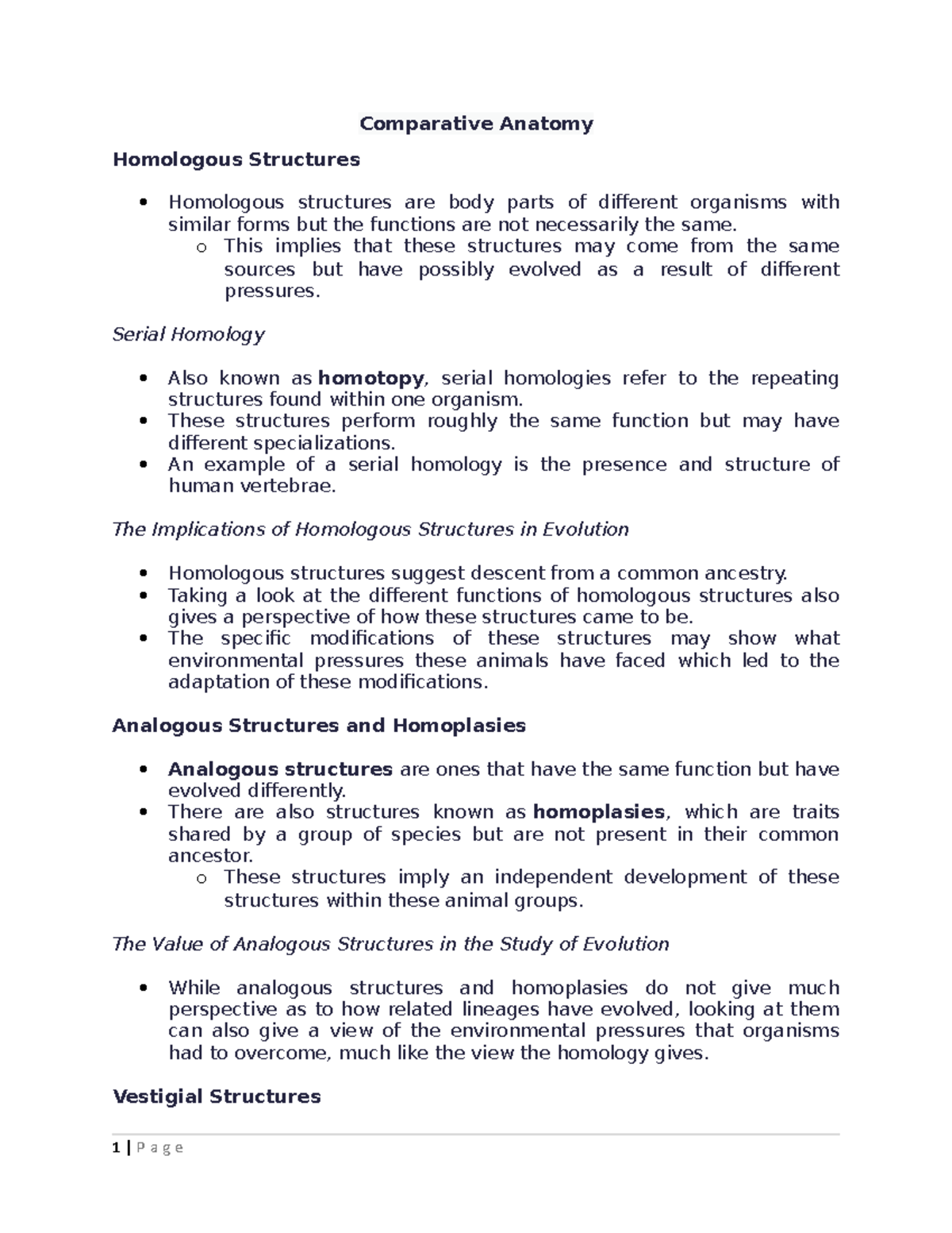 Comparative Anatomy - Comparative Anatomy Homologous Structures ...