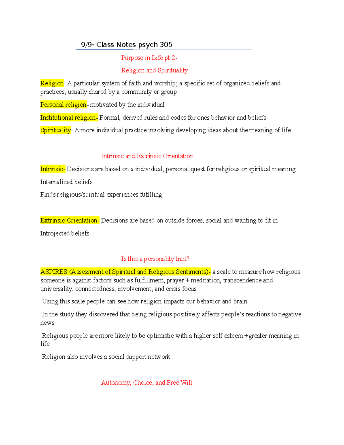 Sep 9 Psych 305 notes - PSYC 305 - TAMU - Studocu