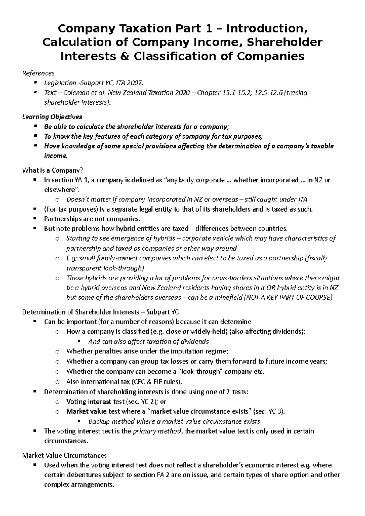 4a - Company Taxation Part 1 - Company Taxation Part 1 – Introduction ...