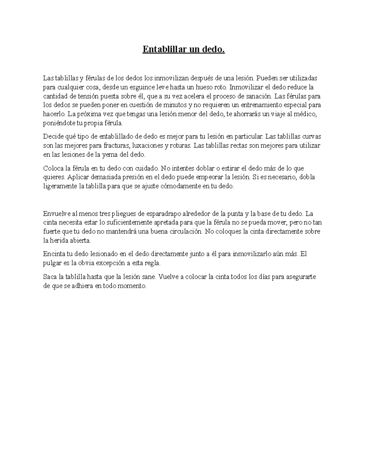 Entablillar un dedo - Las tablillas y férulas de los dedos los ...