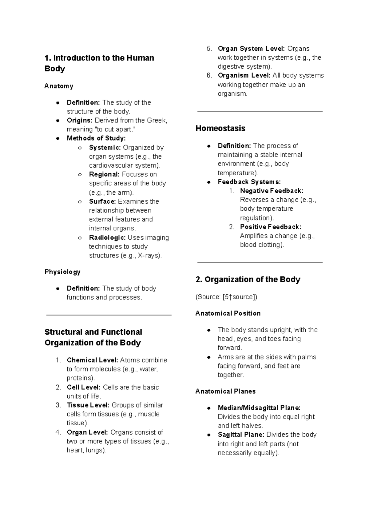 Anaphy Notes_CHAP 1-4 - 1. Introduction to the Human Body Anatomy ...