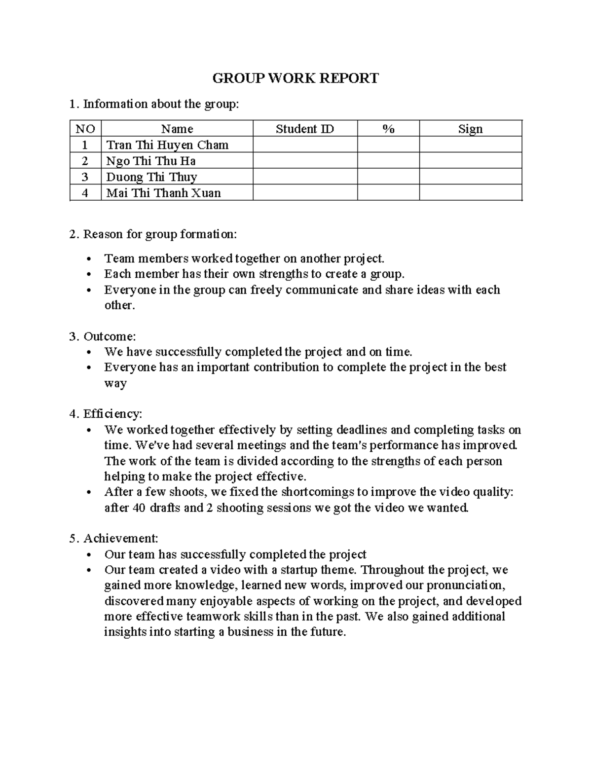Group-WORK- Report - Anh 2 - GROUP WORK REPORT 1. Information about the ...
