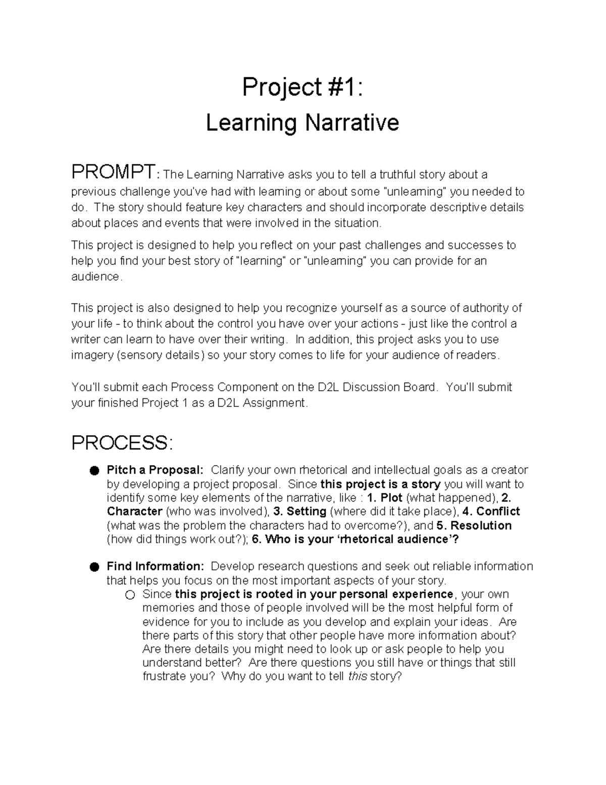 WRA101 Learning Narrative p1 - Project #1: Learning Narrative PROMPT ...