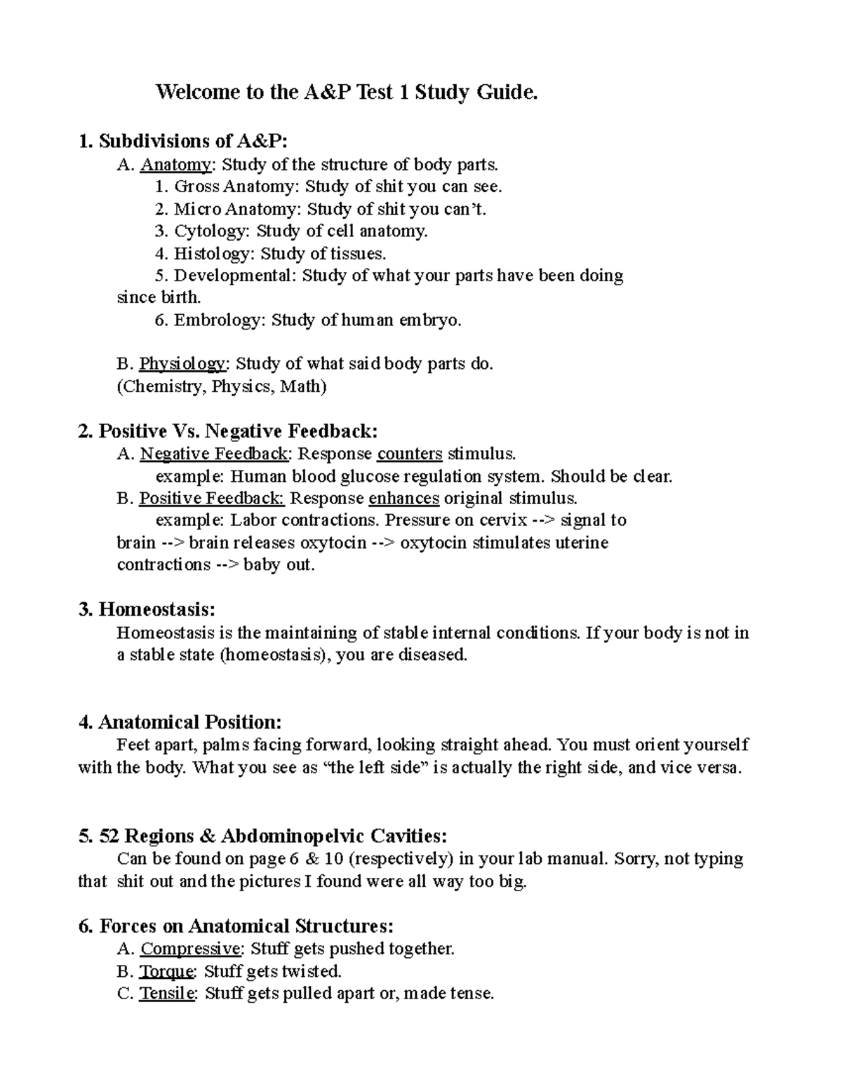 20569386 Welcome To The A P Test 1 Study Guide Welcome To The A P