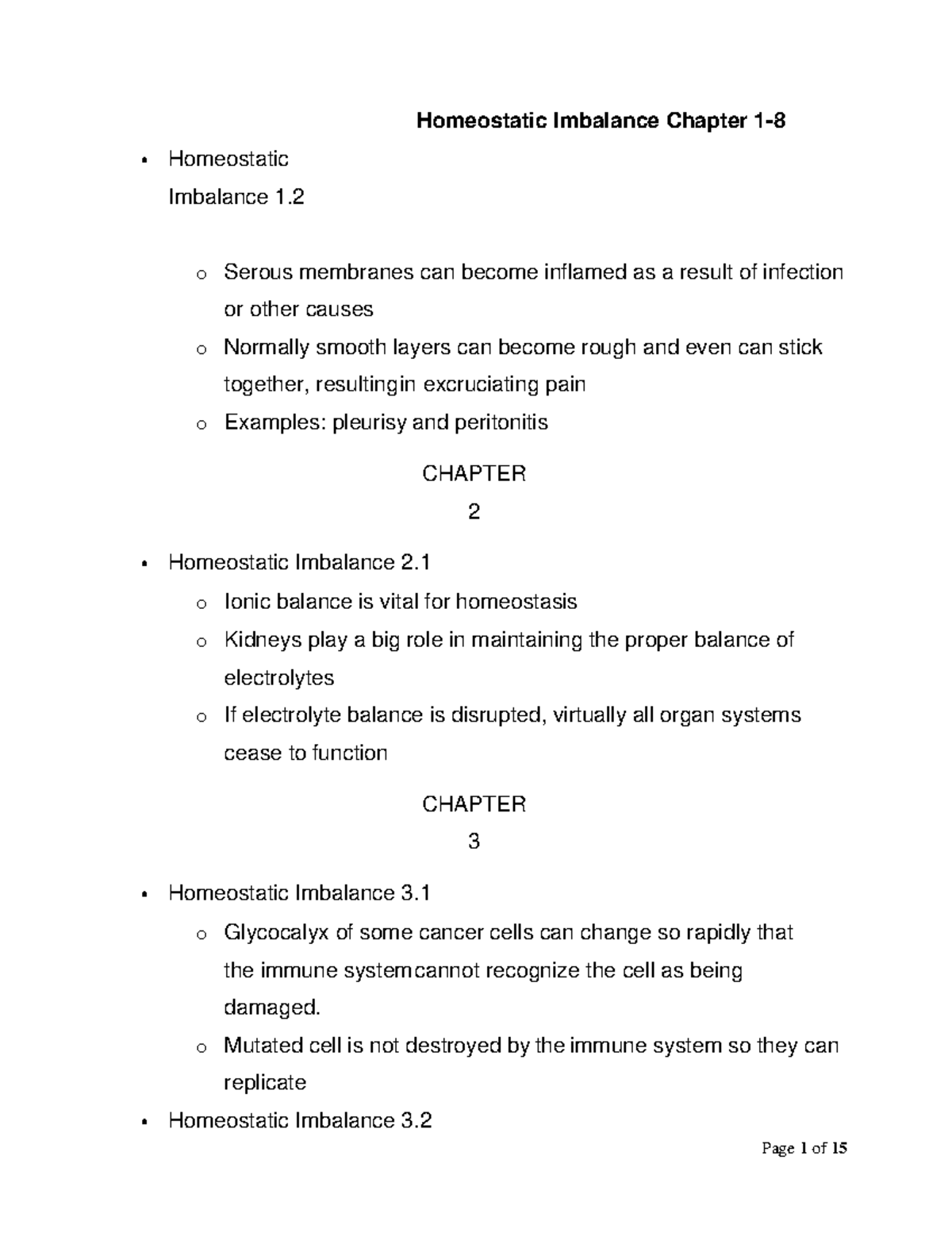 Homeostatic Imbalance Chapter 1-8 - • Homeostatic Imbalance 1 ...
