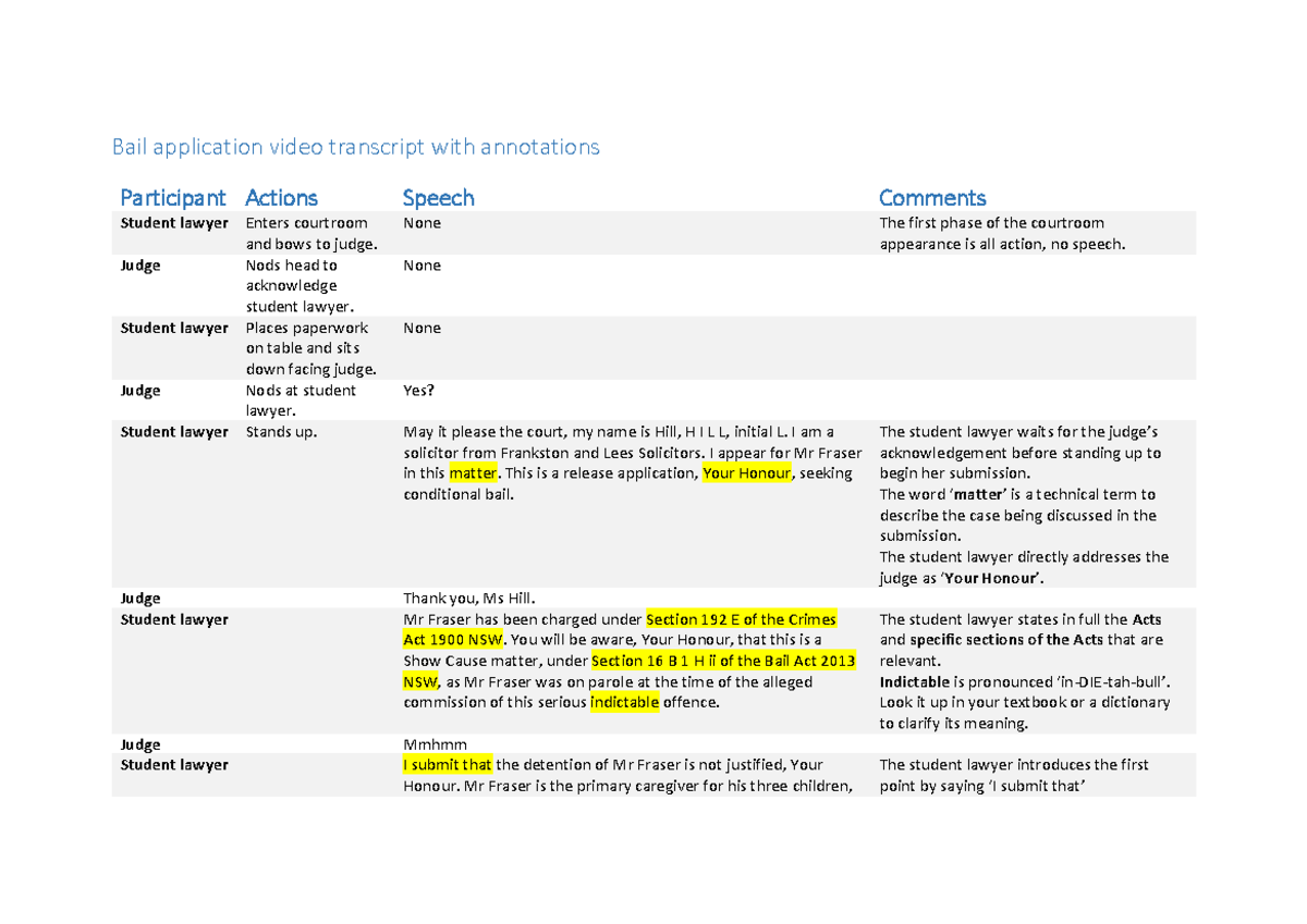 Bail application video transcript annotated - Bail application video ...