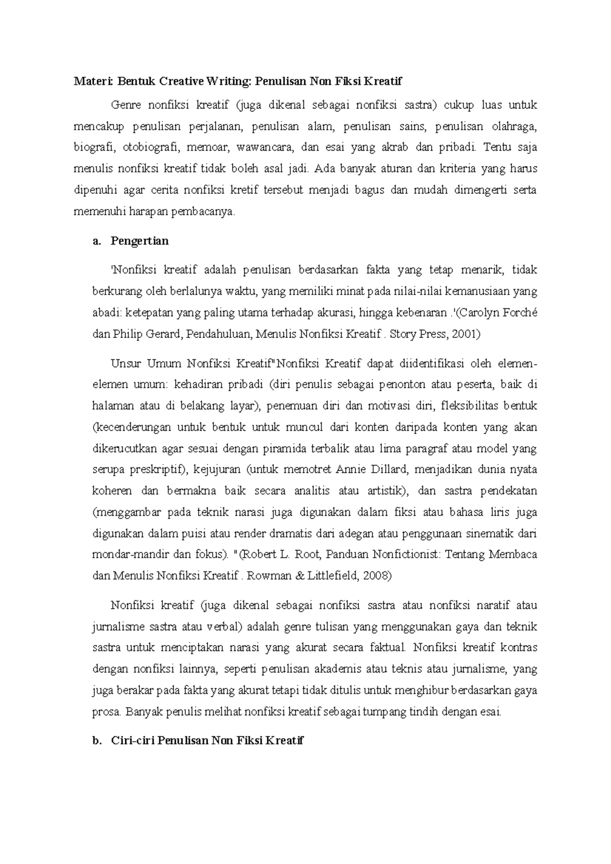 Bentuk Creative Writing (Non Fiksi) - Materi: Bentuk Creative Writing: Penulisan Non Fiksi ...