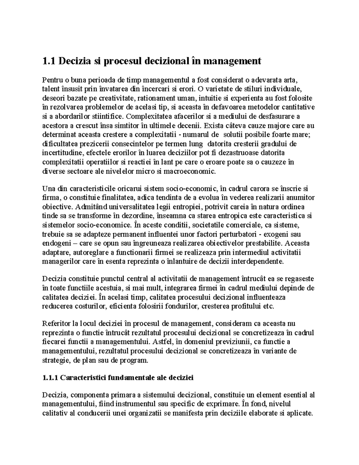 Tipologia deciziilor modele decizionale - 1 Decizia si procesul ...