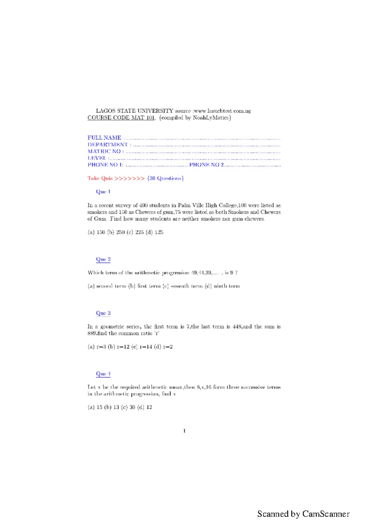 Mat101 preview(Noah's Copy) - Mathematics - Studocu