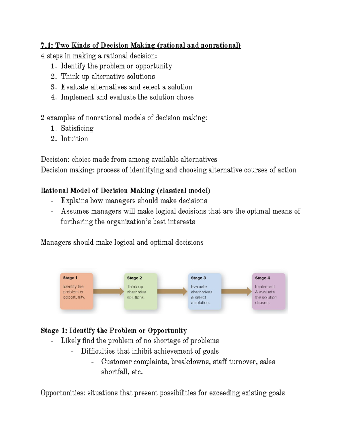 CH7 - CH7 management lecture notes - 7: Two Kinds of Decision Making ...
