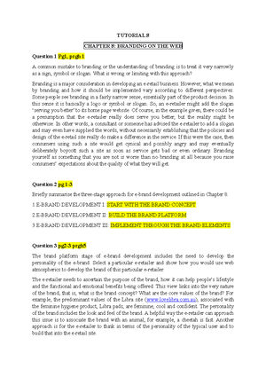 Tutorial 7 - good luck - TUTORIAL 7 CHAPTER 7: E-SERVICE Question 1 pg1,prgh 1 What are the ...