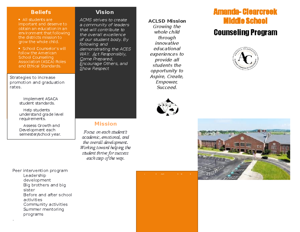Benchmark School Counseling Brochure-ACMS - 661 - LU - Studocu