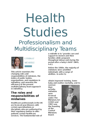 Unit 8 Professionalism and Multidisciplinary Team - Professionalism and ...