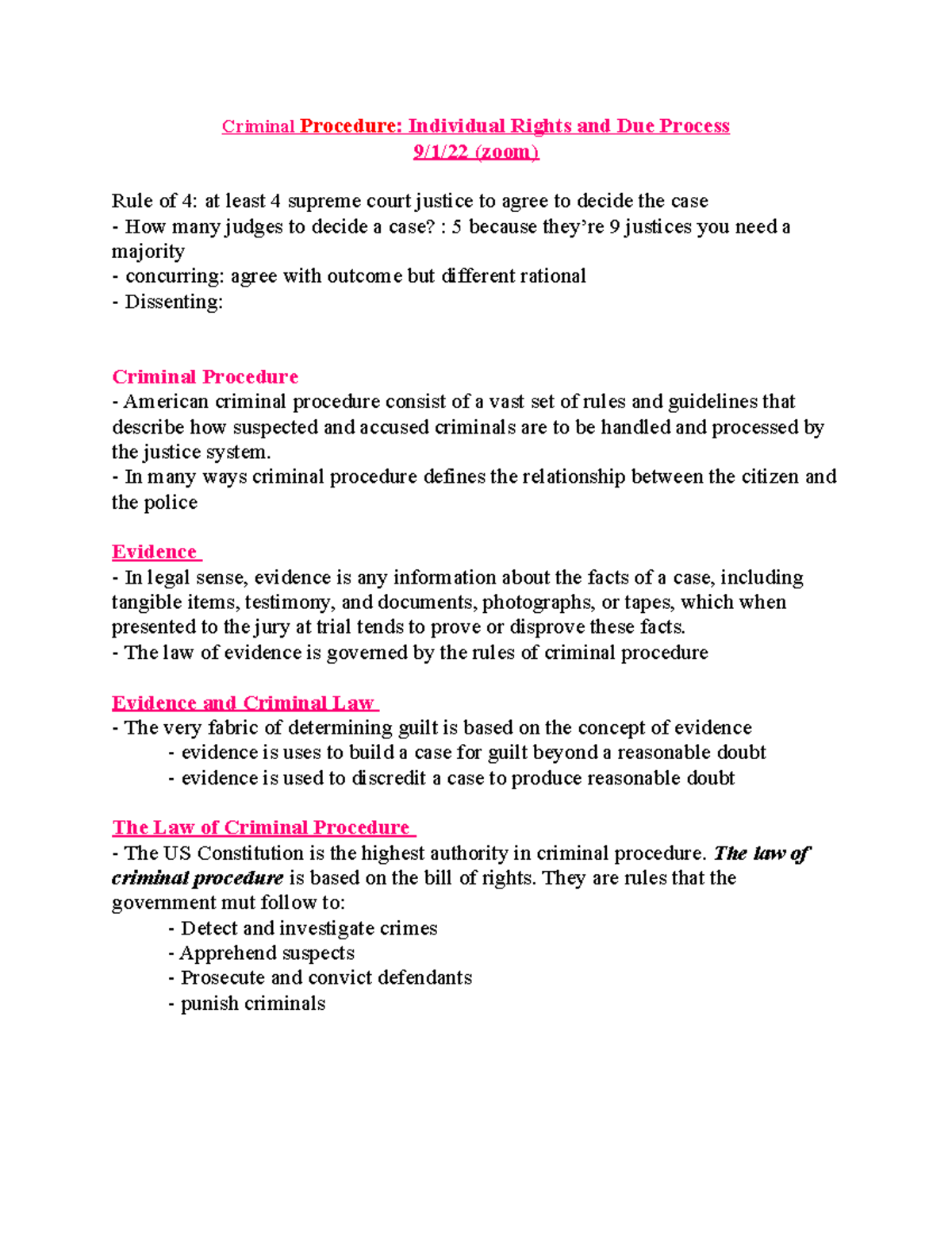 indiv. rights and due process - Criminal Procedure: Individual Rights ...