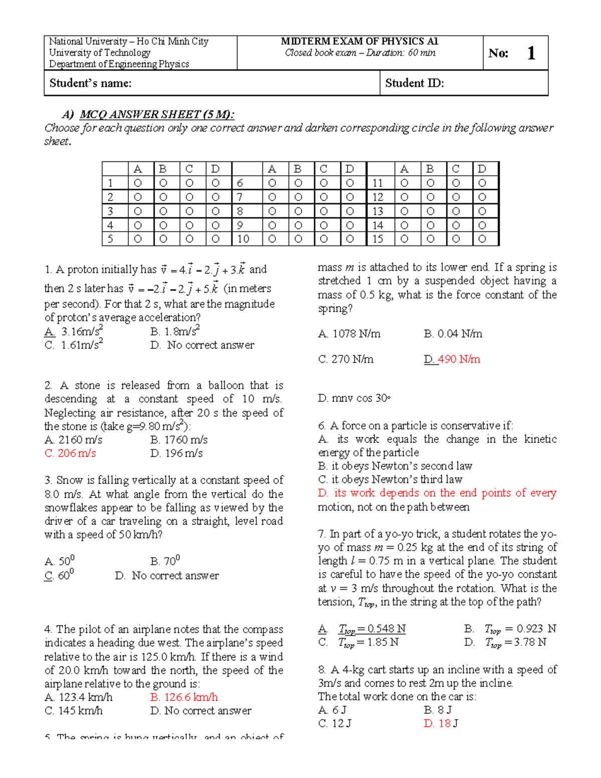 Midterm Exam A 1-ans - System of linear equations - National University – Ho Chi Minh City - Studocu