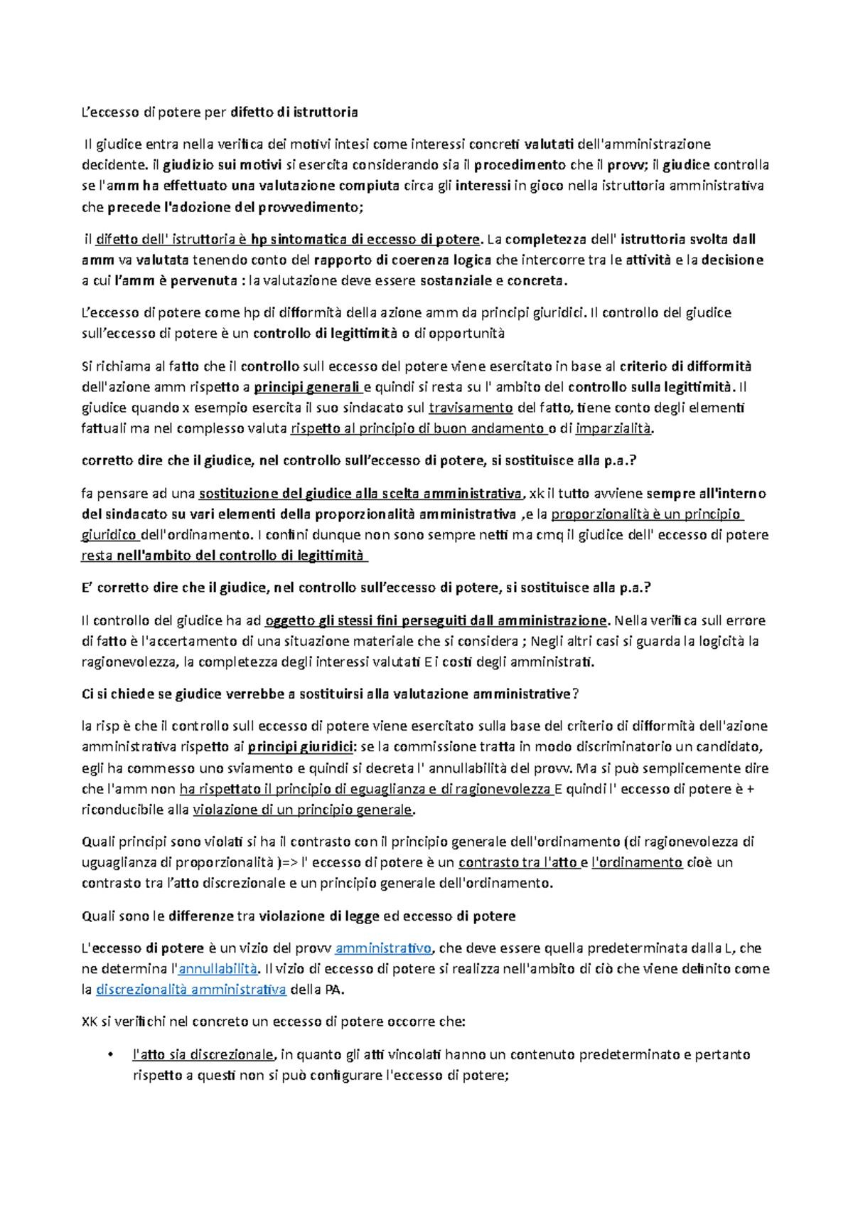 La nullità. diritto amministrativo - L’eccesso di potere per difetto di istruttoria Il giudice ...
