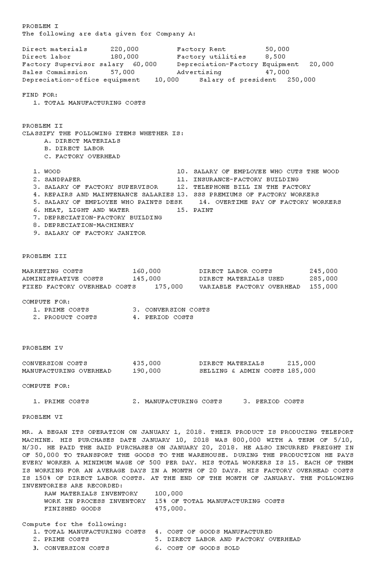 Exercises-on-COGS - Assignment in business administration,Business ...