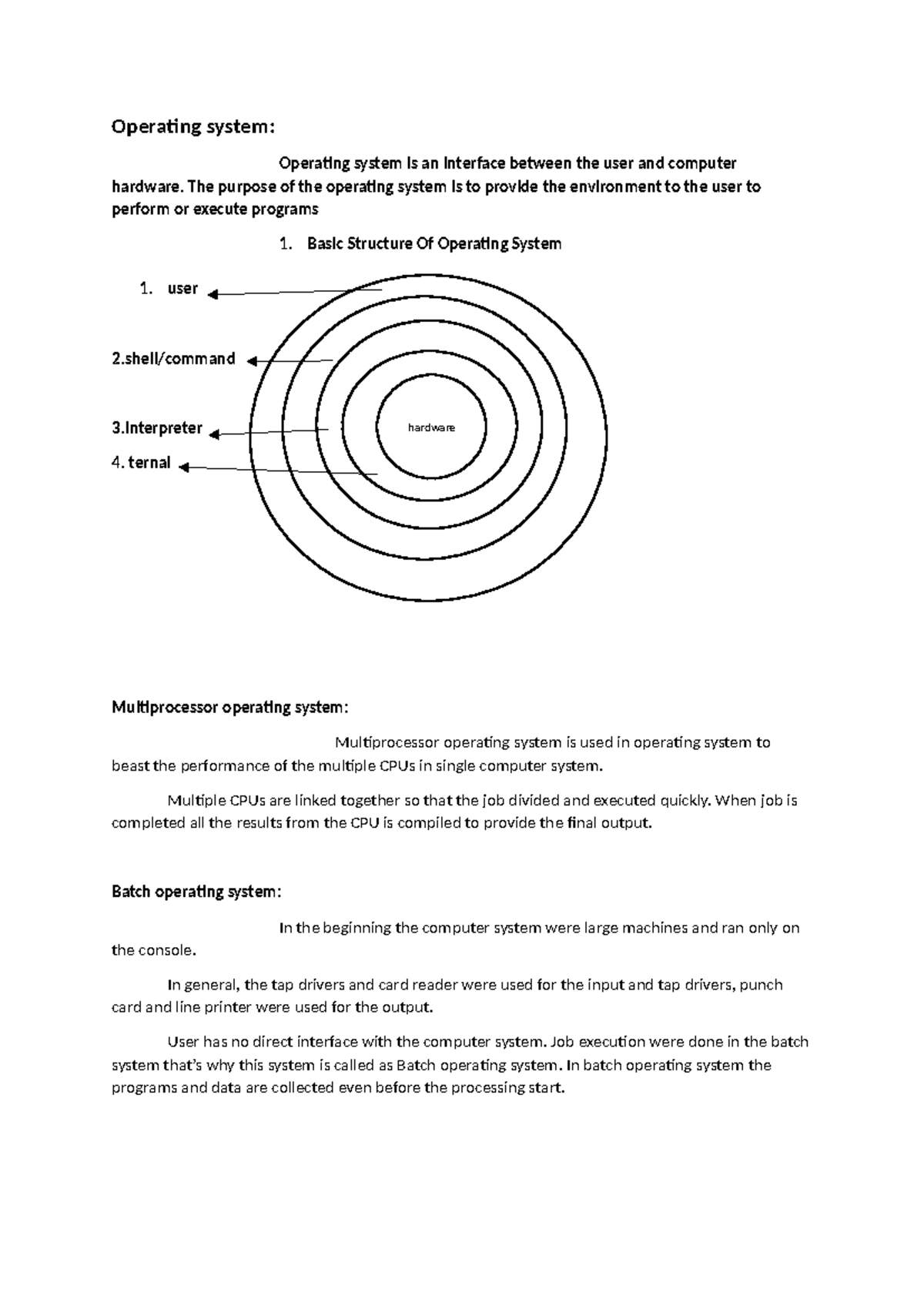Operating System Notes Operating System Operating System Is An Interface Between The User And