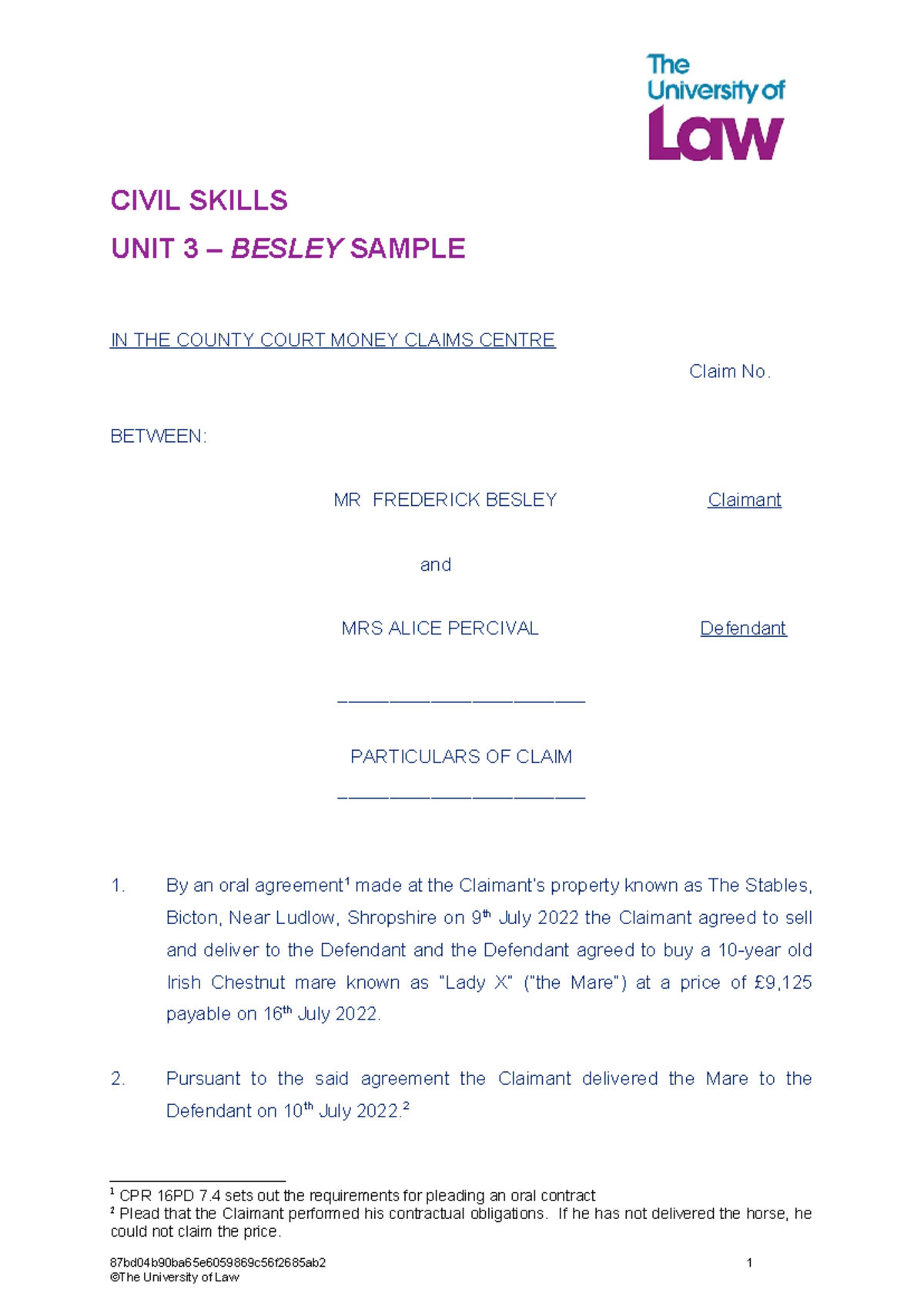 besley sample poc - CIVIL SKILLS UNIT 3 – BESLEY SAMPLE IN THE COUNTY ...
