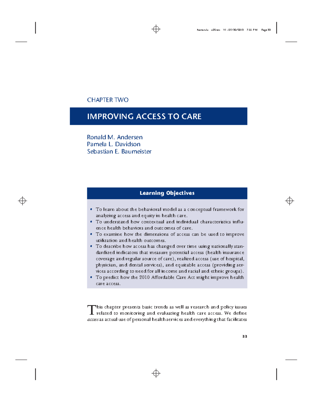 Andersen model 6th version - CHAPTER TWO IMPROVING ACCESS TO CARE ...