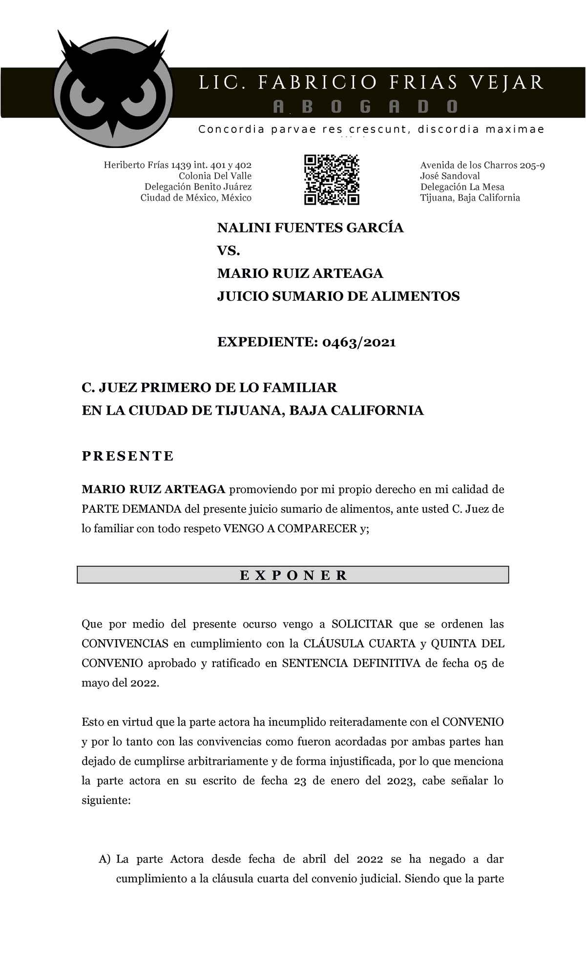 Nalini Fuentes VS Mario RUIZ Arteaga - NALINI FUENTES GARCÍA VS. MARIO ...