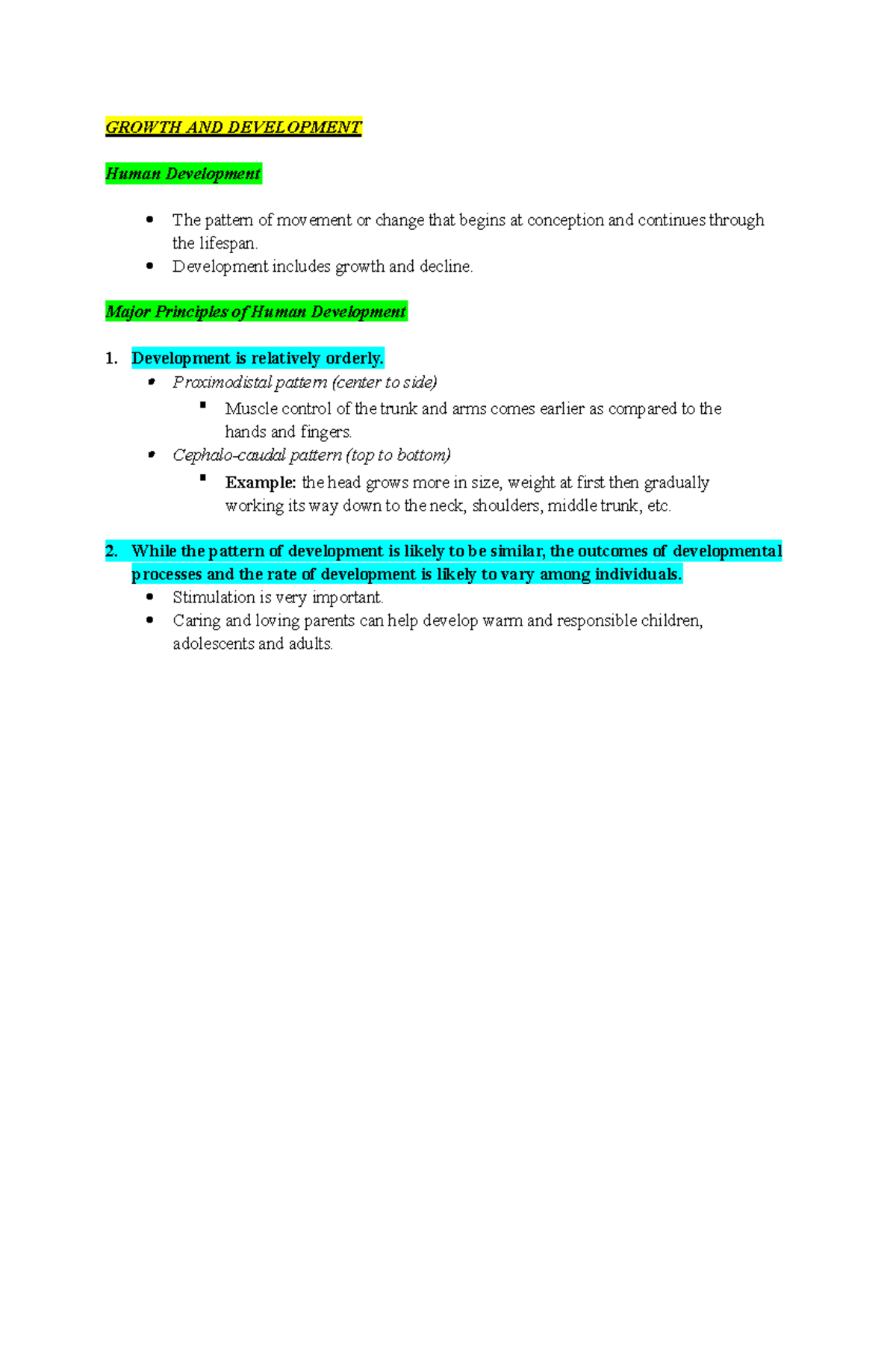 Pediatric Discussion Notes and Study Materials - GROWTH AND DEVELOPMENT ...