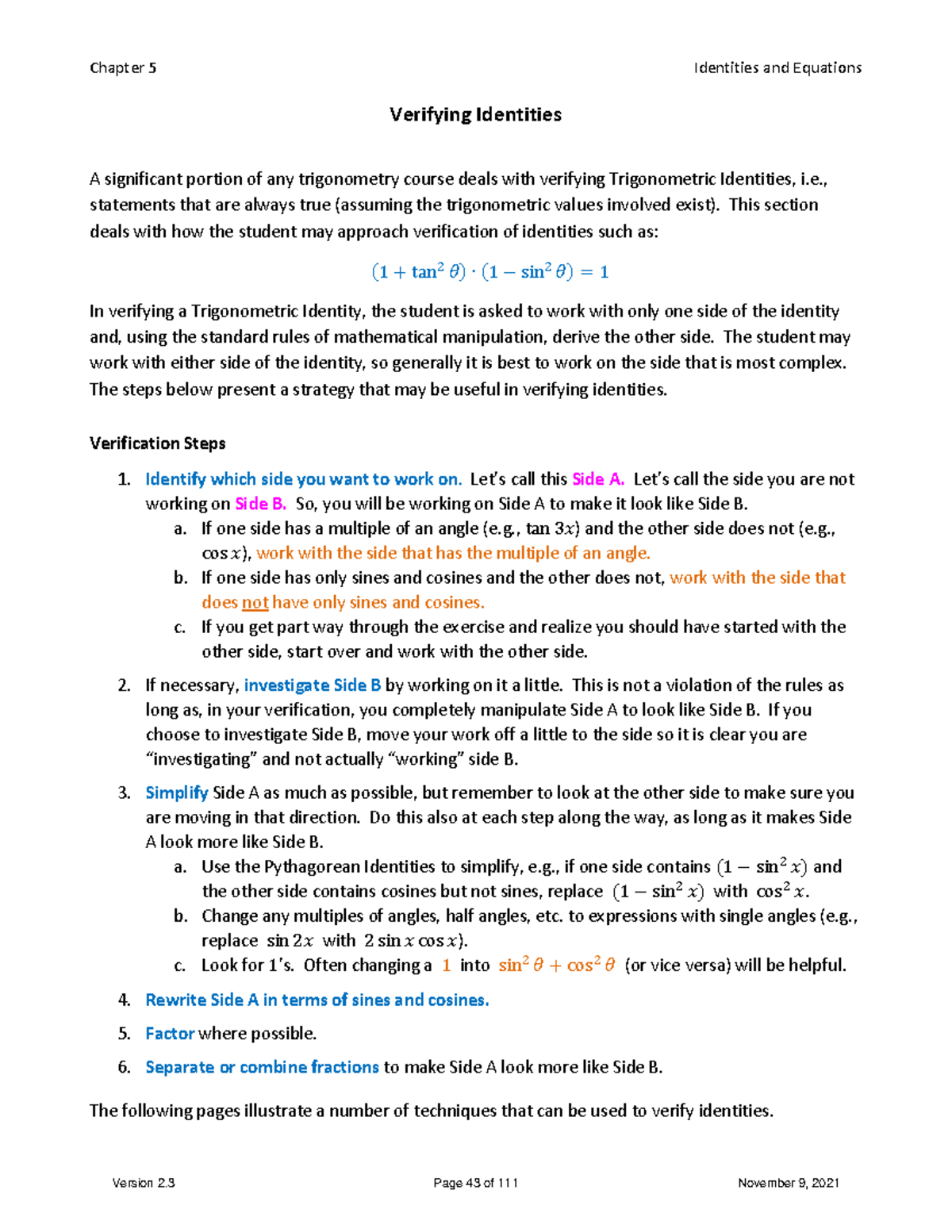 Trigonometry Math - 學習資源 - Verifying Identities A significant portion ...
