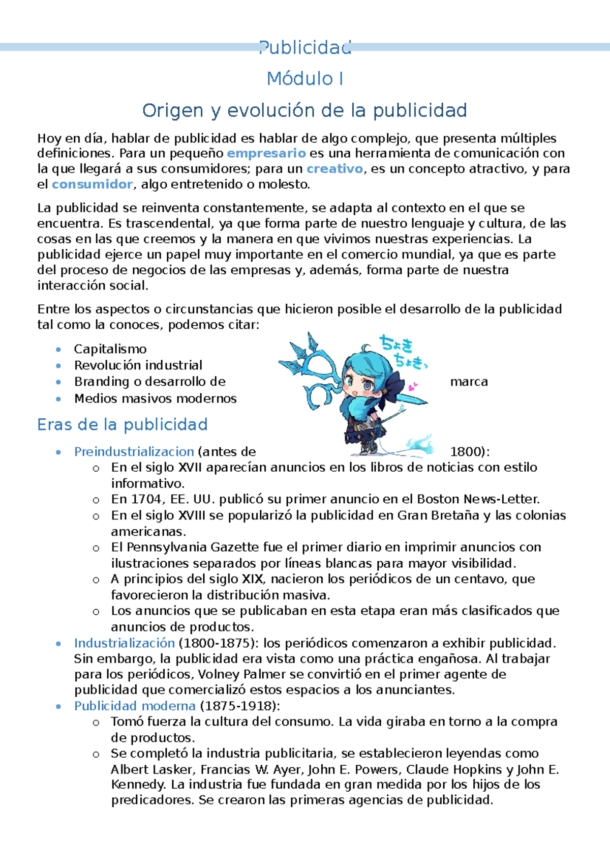 Publicidad M1 M2 - Modulo 1 y 2 resumen - Publicidad Módulo I Origen y evolución de la ...