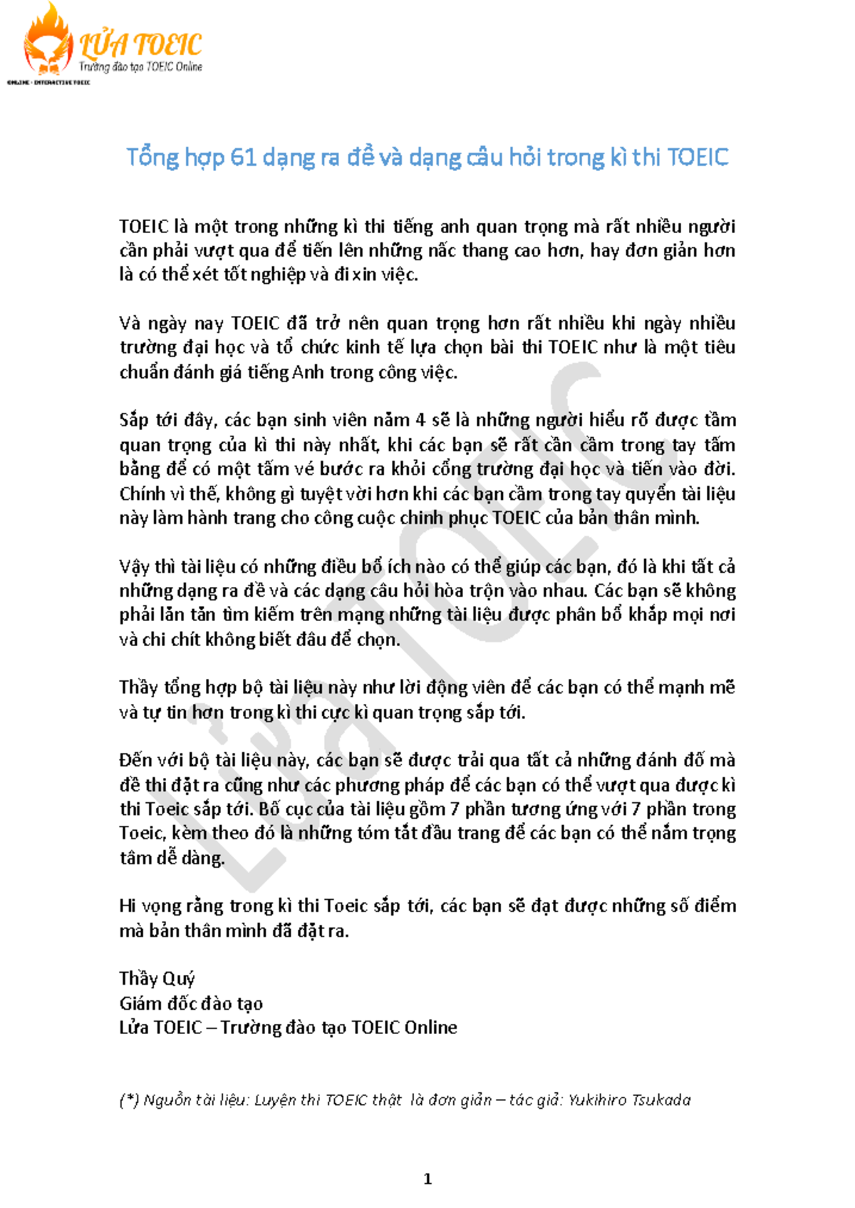 61 Dang Ra De va Dang Cau Hoi Trong Bai Thi Toeic - Tổng hợp 61 dạng ra ...