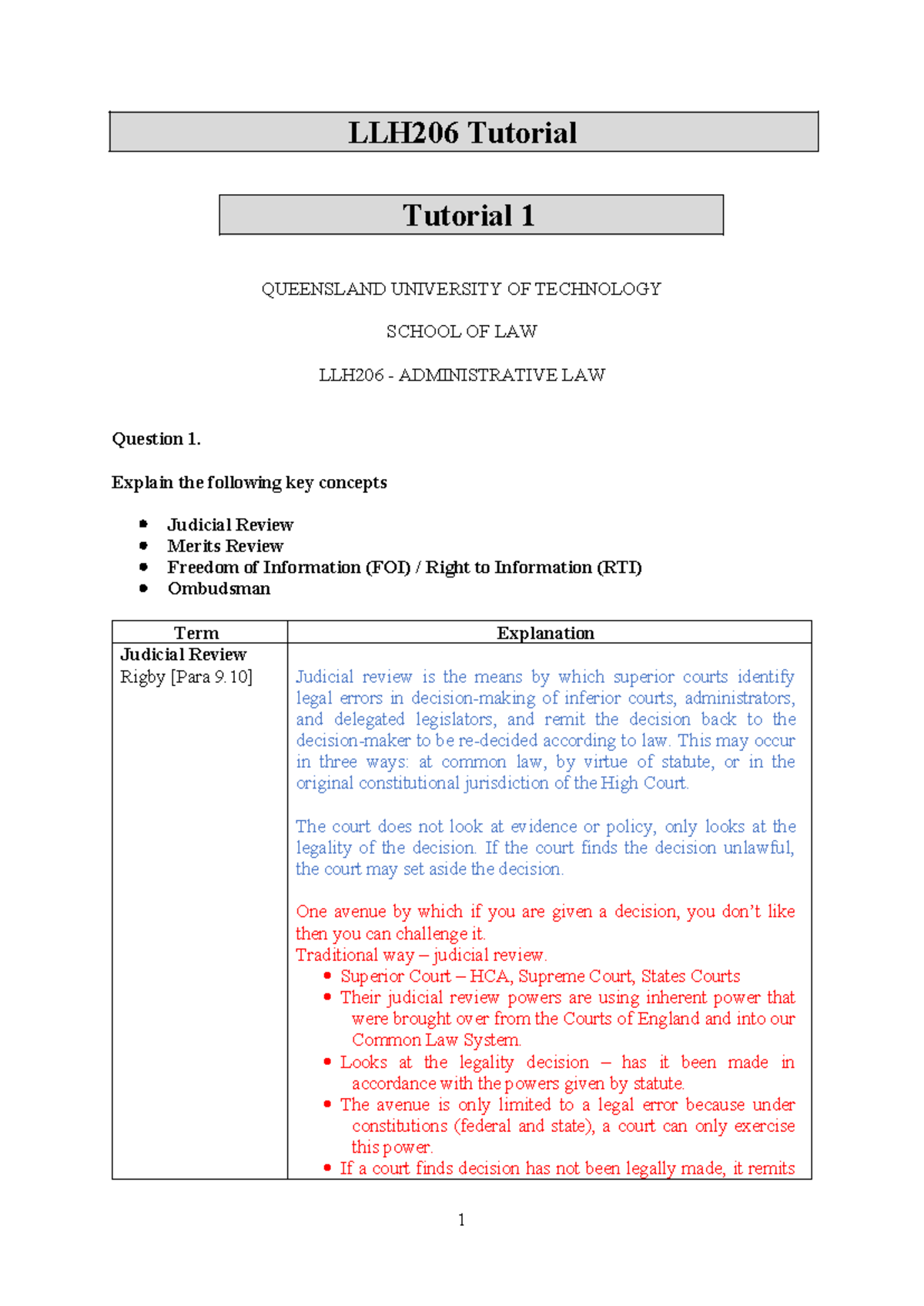 Tutorial 1 - Notes - Week 2 cute - LLH206 Tutorial Tutorial 1 ...