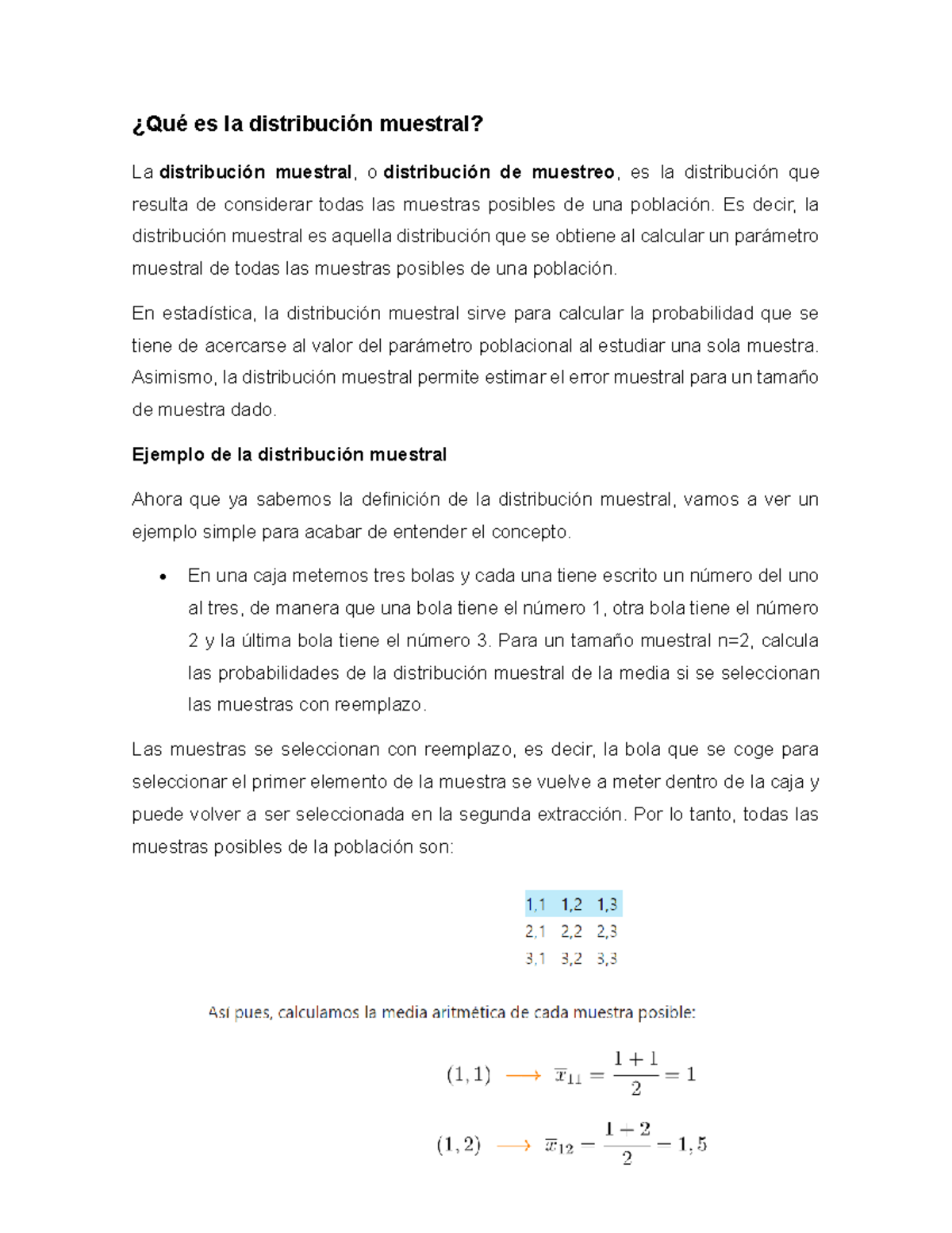 Qué es la distribución muestral - ¿Qué es la distribución muestral? La distribución muestral, o ...