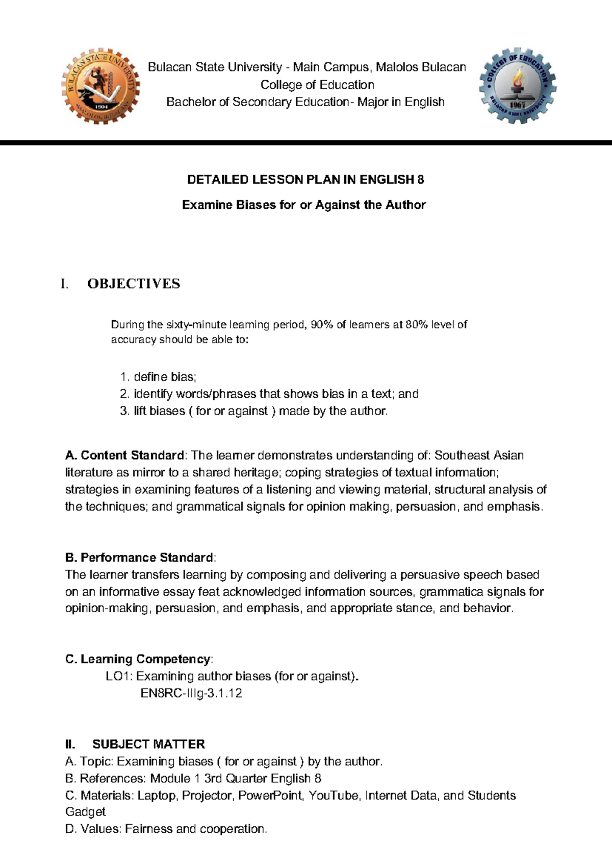 TTL- Detailed Lesson PLAN- Sir Renz - Bulacan State University - Main ...