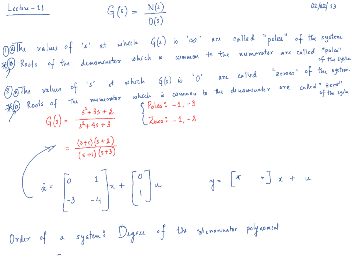 Lecture-11 First order system - Control System - Studocu