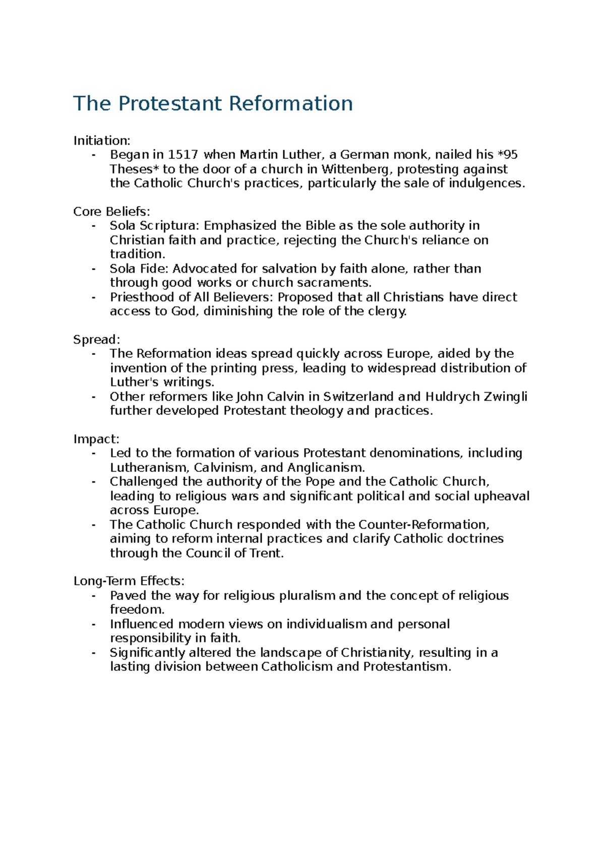 The Protestant Reformation - The Protestant Reformation Initiation ...