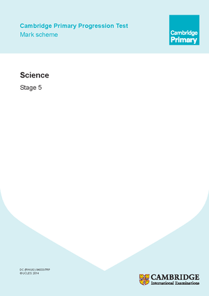 Cambridge Lower Secondary Progression Test - Science 2018 Stage 7 ...