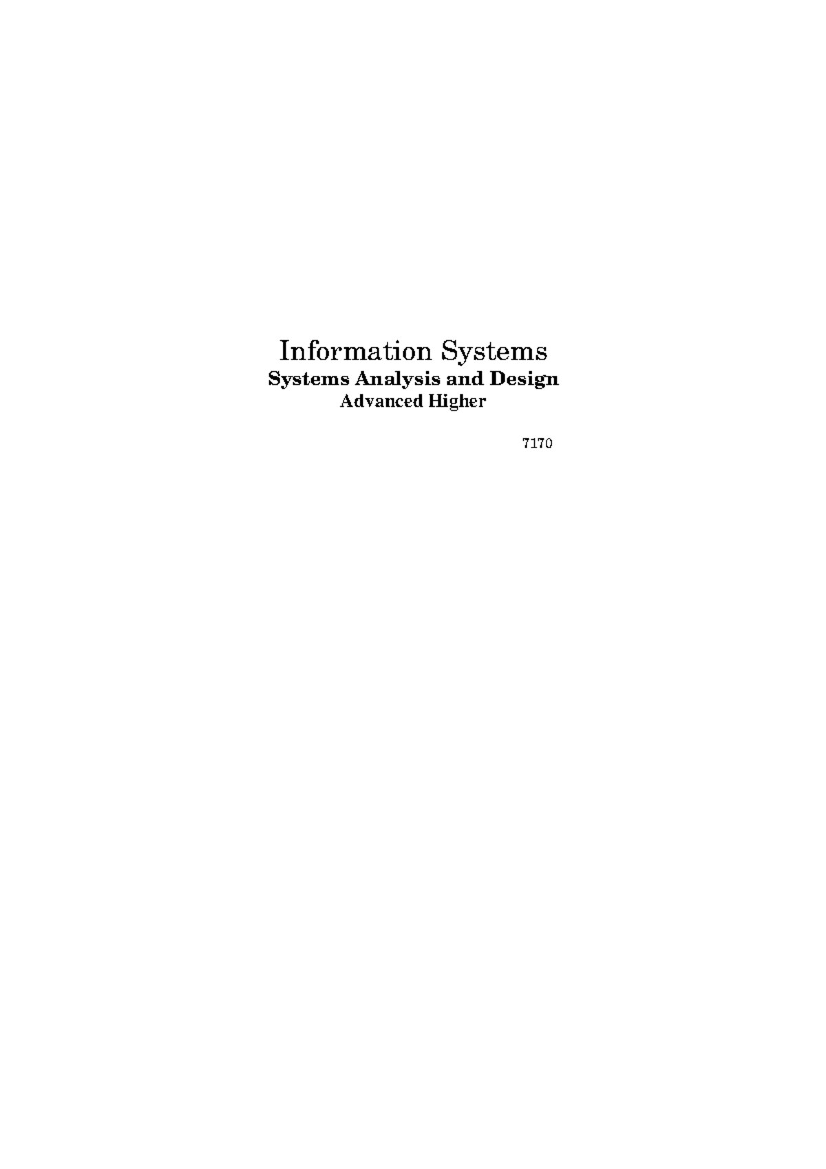 Information Systems Systems Analysis and - Information Systems Systems ...