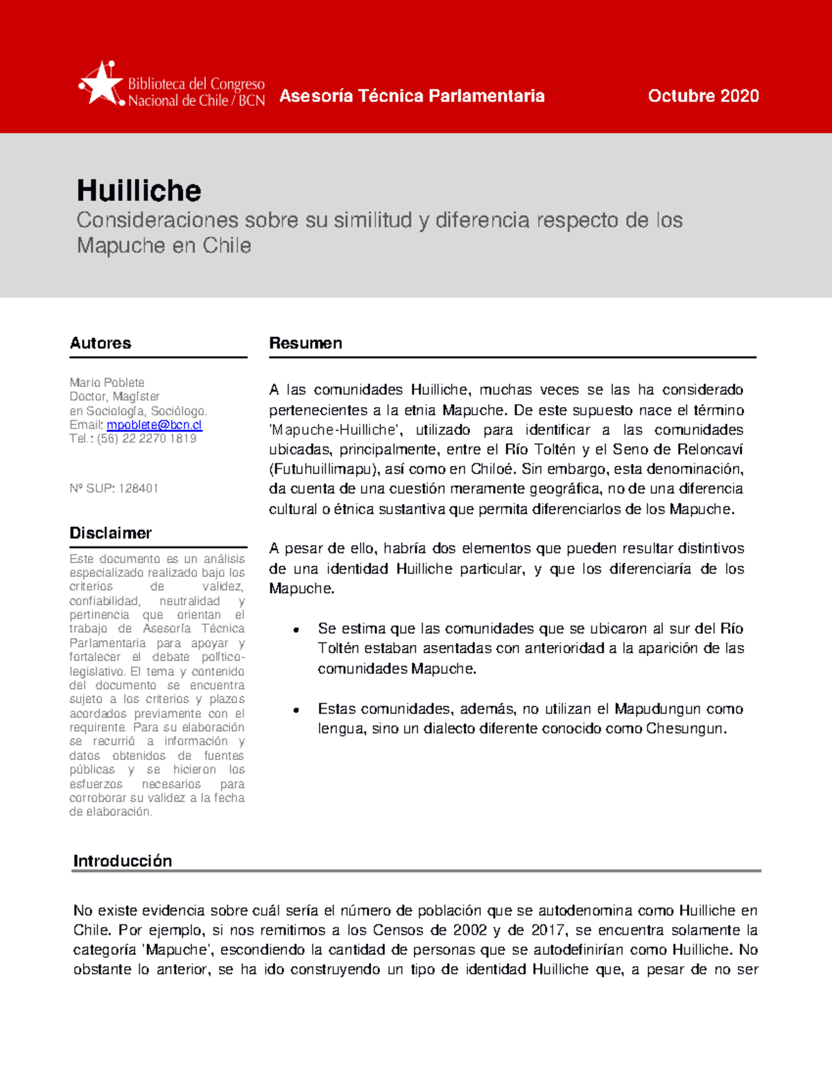 BCN Huilliche final - libros - Asesoría Técnica Parlamentaria Octubre ...