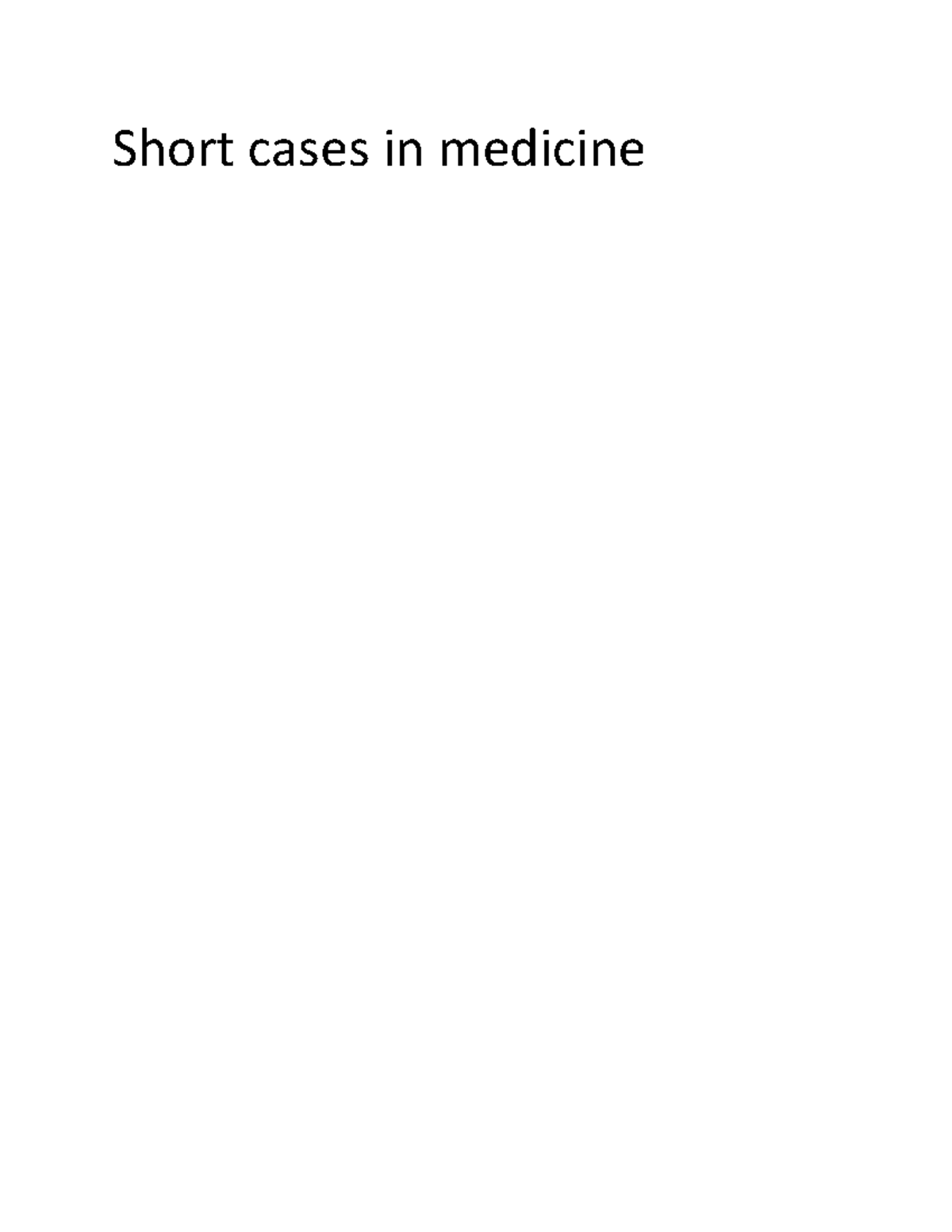 Short cases in medicine - Short cases in medicine Outline of CVS ...