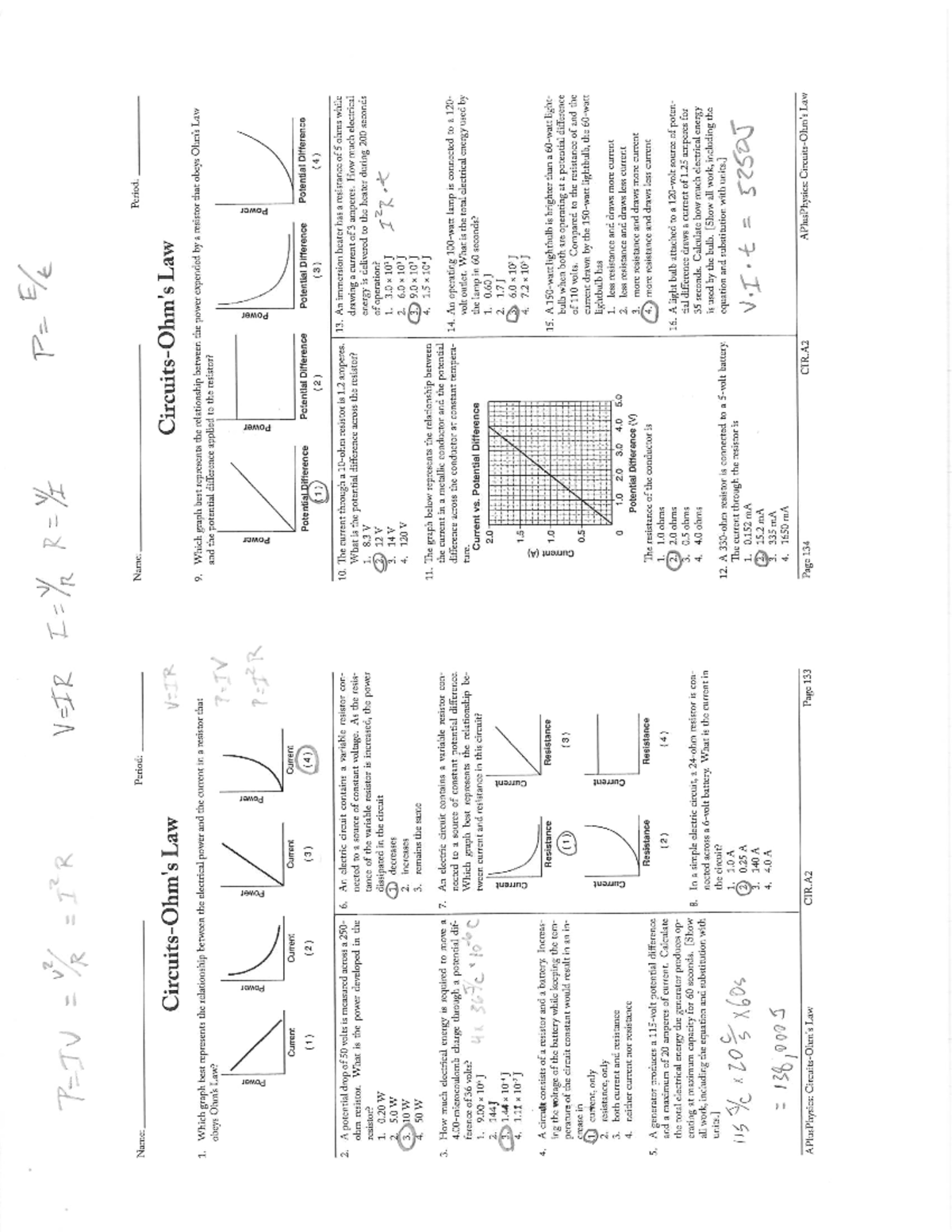 Circuits-Ohms Law answers - PHYS 15A - Studocu