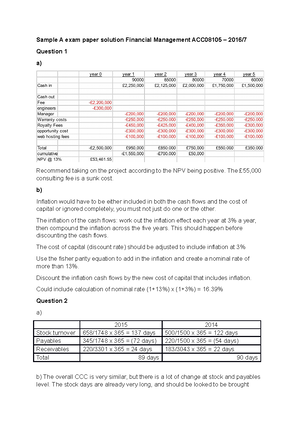 Tutorial 1 Solution - Financial Management ACC Tutorial solutions ______ Tutorial 1 Question 1 ...