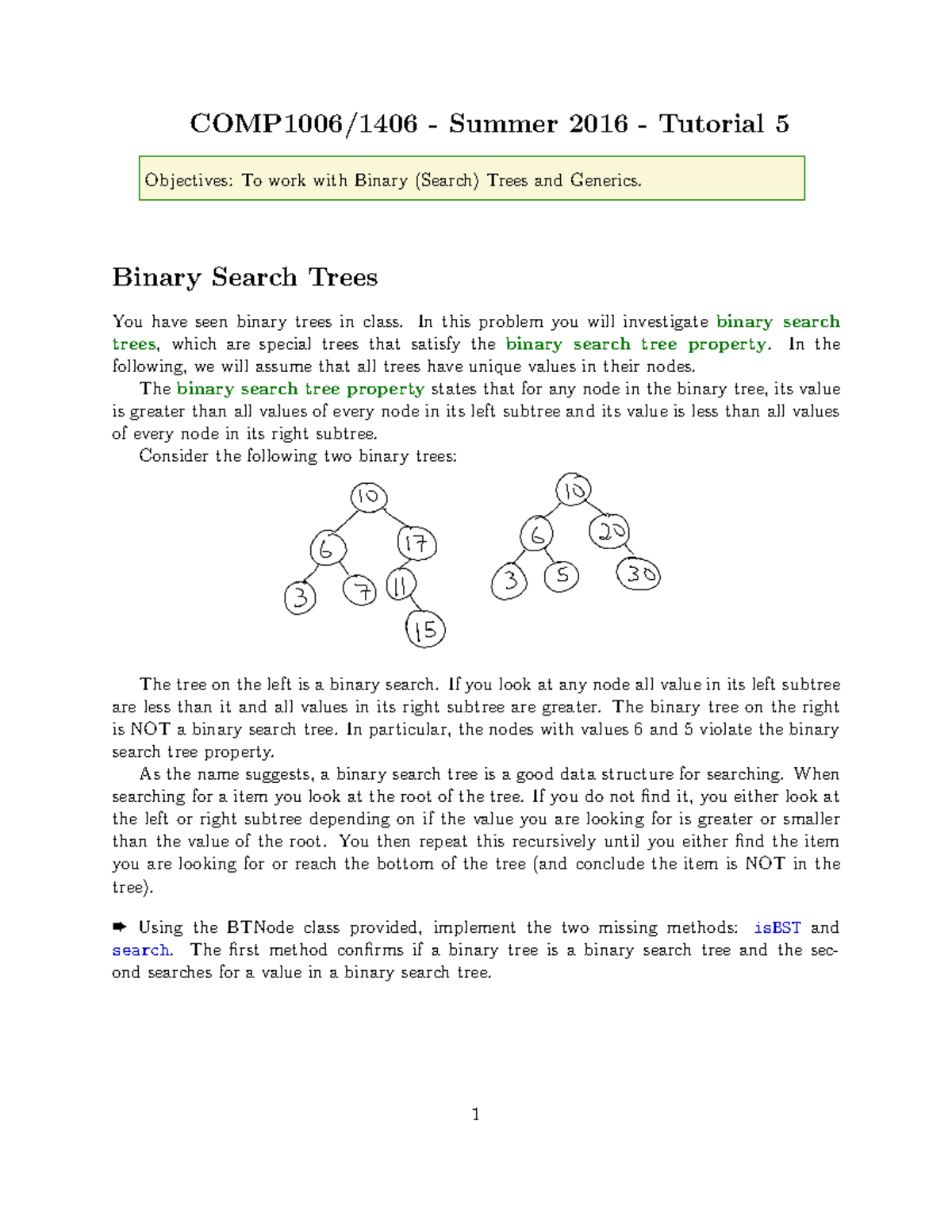 Tutorial 05 - Summer 2016 - COMP1006/1406 - Summer 2016 - Tutorial 5 ...