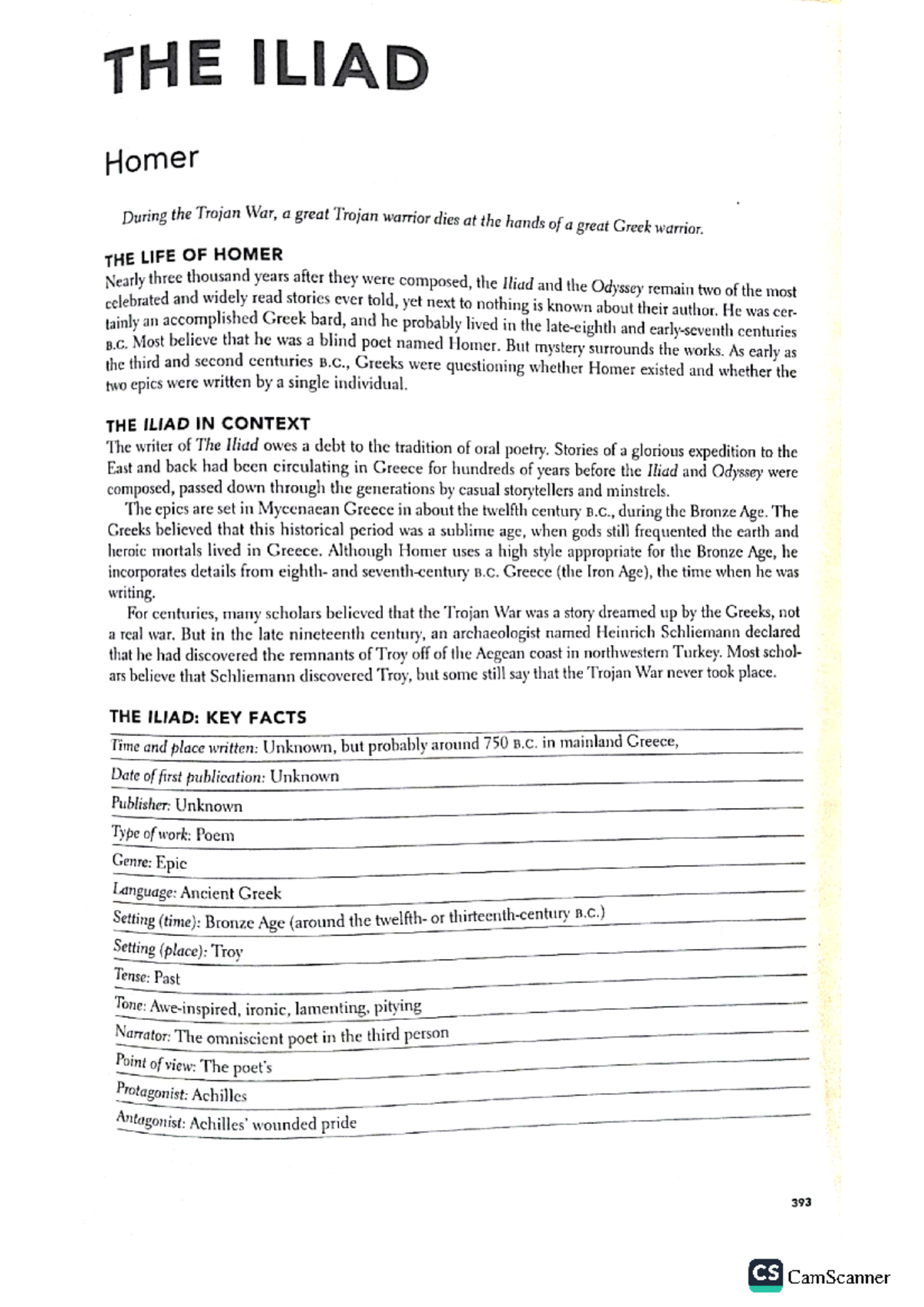 Iliad - ... - BSED major in English - Studocu