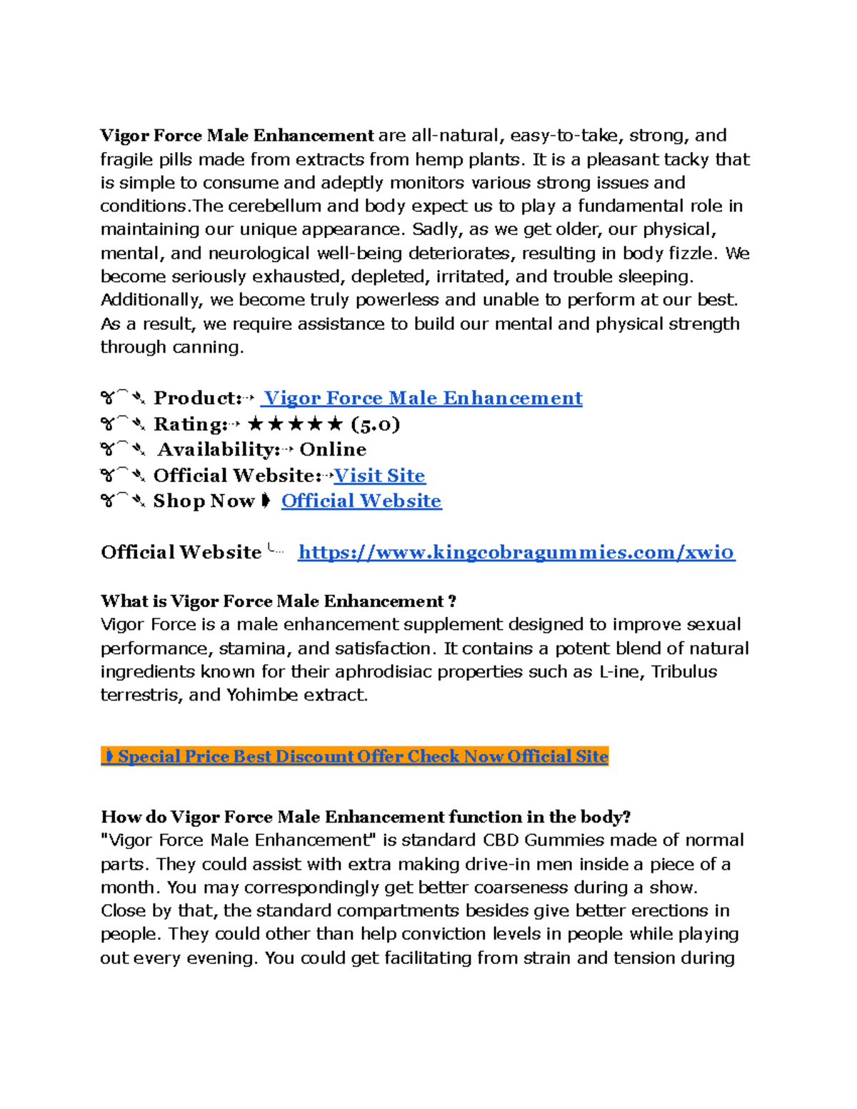 Untitled document - Vigor Force stands out due to its use of pure ...